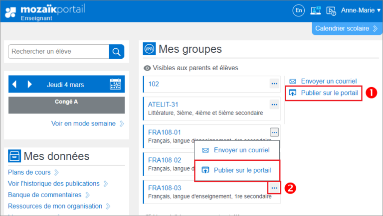Comment afficher un message sur le mur du Portail de mes élèves ou de ...
